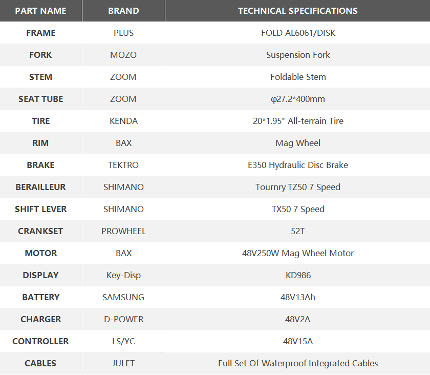 20 inch Folding Top Rated City Riding Electric Bike OCHE - PLUS EBIKE